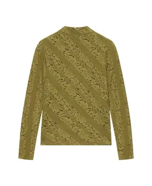 Mint Velvet Lace Detail High Neck Long Sleeve Top