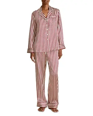 Olivia Von Halle Lila Silk Woven Long Sleeve Pajama Set