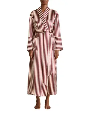 Olivia Von Halle Woven Silk Waist Tie Robe - Soren