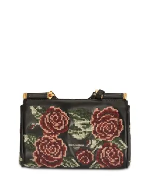 Dolce & Gabbana My Sicily Embroidered Leather Top Handle Bag