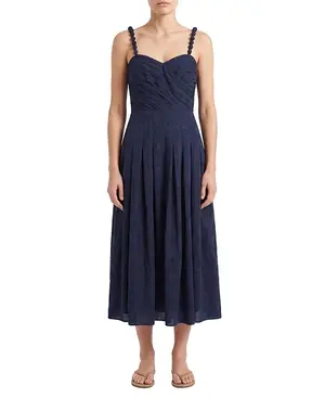 CARTOLINA Marabel Jacquard Midi Dress - Midnight Blue