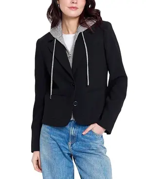 Central Park West Sienna Solid Jacket With Cable Hooded Dickey