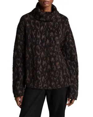 Vince Oversized Jacquard Turtleneck Sweater