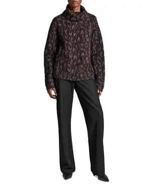 Vince Oversized Jacquard Turtleneck Sweater