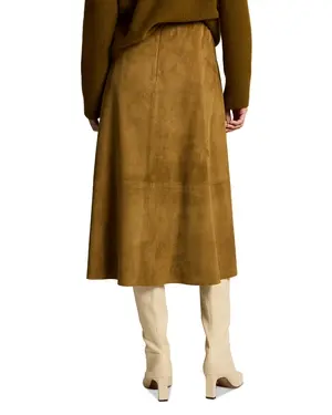 Vince Suede Midi Skirt - Moss Ochre