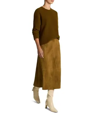 Vince Suede Midi Skirt - Moss Ochre
