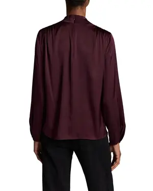 Vince Draped Cowl Neck Long Sleeve Top - Blackberry