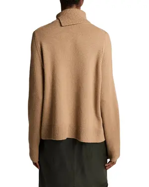 Vince Wool & Cashmere Turtleneck Sweater With Slits - Camel