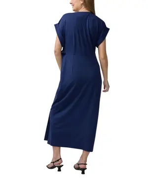 INGRID & ISABEL Short Sleeve Knit Wrap Maternity Midi Dress
