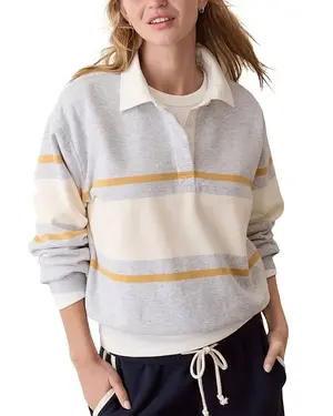 Marine Layer Cloud 9 Fleece Polo Sweatshirt - Heather Grey