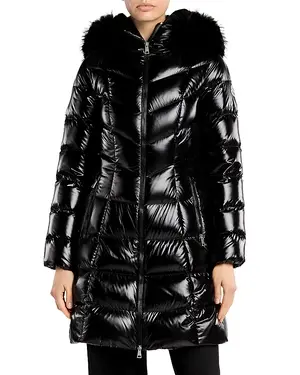 Moncler Hooded Down Jacket With Fur Trim