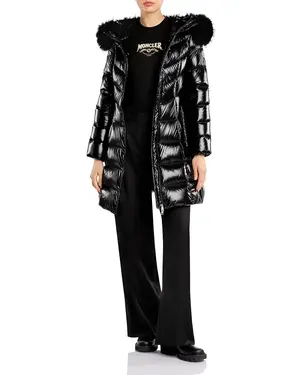 Moncler Hooded Down Jacket With Fur Trim