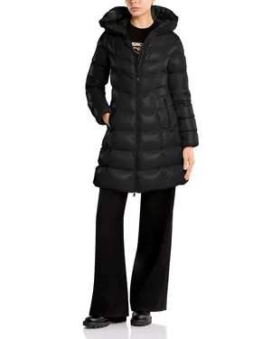 Moncler Marusse Hooded Mid Length Down Jacket - Black