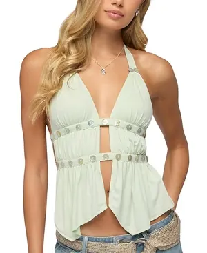 EDIKTED Izora Button Split Front Top