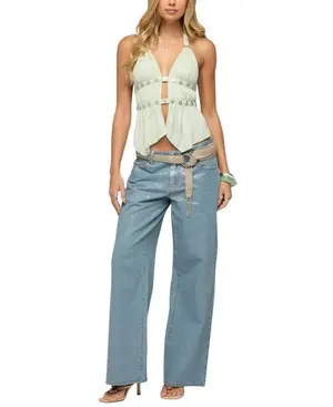 EDIKTED Izora Button Split Front Top