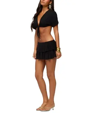 EDIKTED Kimora Ruffle Micro Skort - Black