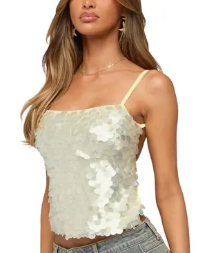 EDIKTED Macy Backless Sequin Top