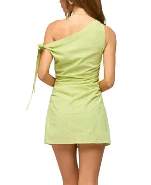 EDIKTED Zimi Eyelet One Shoulder Mini Dress
