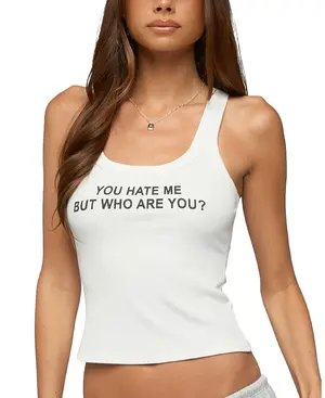 EDIKTED Who Are You" Ribbed Tank Top