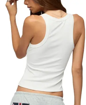 EDIKTED Who Are You" Ribbed Tank Top