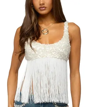 EDIKTED Petrah Sequin Fringed Bra Top