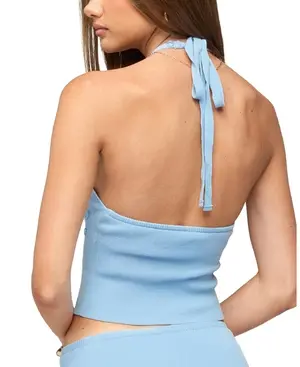 EDIKTED Button Knit Halter Top
