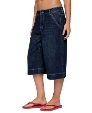 EDIKTED Low Rise Denim Bermuda Shorts