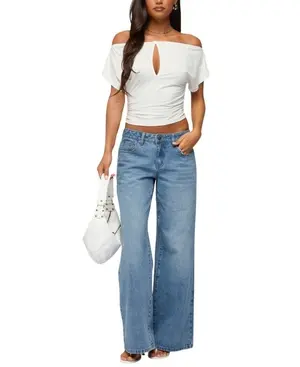 EDIKTED Off Shoulder Keyhole Top
