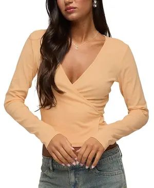 EDIKTED Fonteyn Wrap Top Cotton Blend - Orange