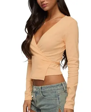 EDIKTED Fonteyn Wrap Top Cotton Blend - Orange