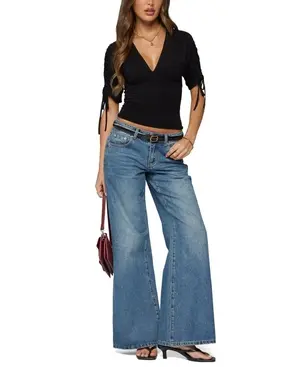 EDIKTED Muriel Drawstring V Neck Top