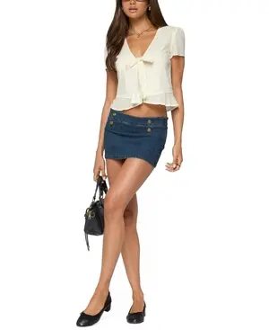 EDIKTED Rhorie Cotton Button Up Top