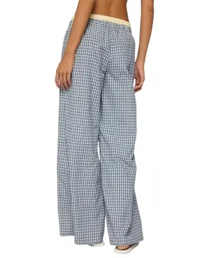 EDIKTED Indya Contrast Plaid Wide Leg Pants