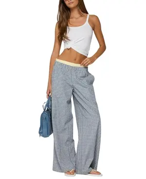 EDIKTED Indya Contrast Plaid Wide Leg Pants