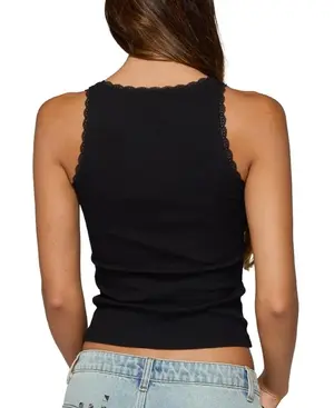 EDIKTED Rockstar Girlfriend Lacey Trimmed Tank