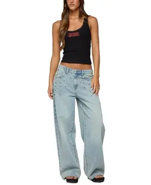 EDIKTED Rockstar Girlfriend Lacey Trimmed Tank