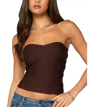 EDIKTED Marzi Strapless Knit Bandage Top