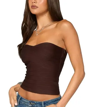EDIKTED Marzi Strapless Knit Bandage Top