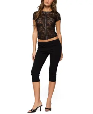 EDIKTED Sheer Lace Hook & Eye Top