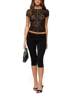 EDIKTED Sheer Lace Hook & Eye Top