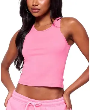 EDIKTED Francie Ribbed Tank Top Pink