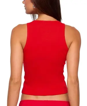 EDIKTED Francie Ribbed Tank Top - Red