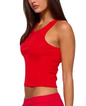 EDIKTED Francie Ribbed Tank Top - Red