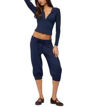 EDIKTED Natashah Hooded Long Sleeve Top