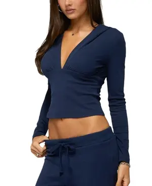 EDIKTED Natashah Hooded Long Sleeve Top