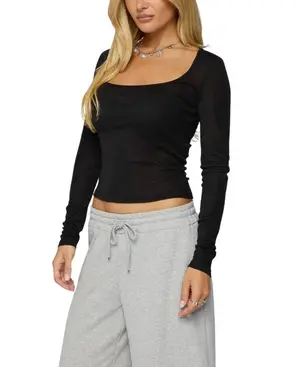 EDIKTED Amanita Scoop Neck Long Sleeve Top