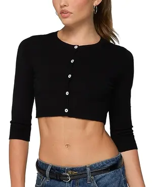 EDIKTED Gilba Button-up Knit Crop Top