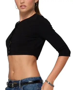 EDIKTED Gilba Button-up Knit Crop Top
