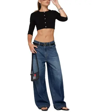 EDIKTED Gilba Button-up Knit Crop Top