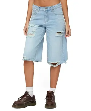 EDIKTED Distressed Low Rise Bermuda Shorts